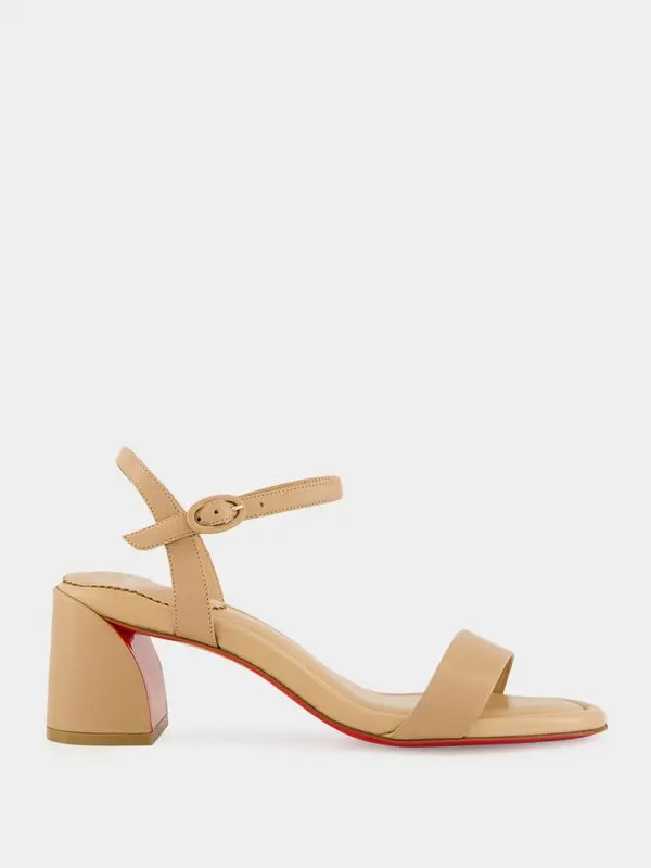 CHRISTIAN LOUBOUTIN Miss Jane Sandal 55 In Blush Lamb Nappa Leather - Beige