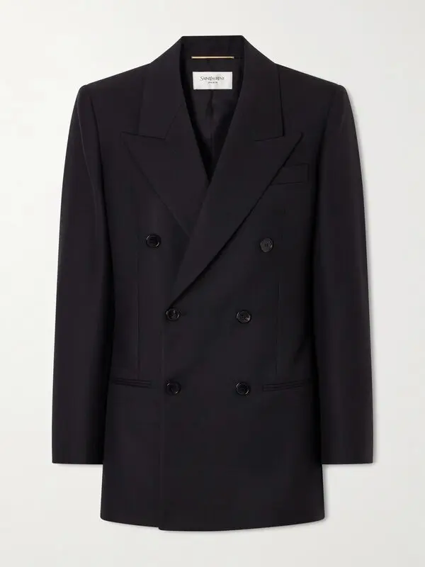 Saint Laurent Double-breasted Wool Blazer - Black