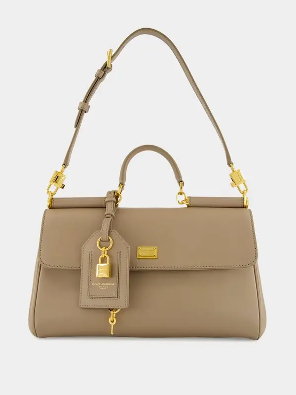 Dolce & Gabbana My Sicily Calfskin Handbag - Beige