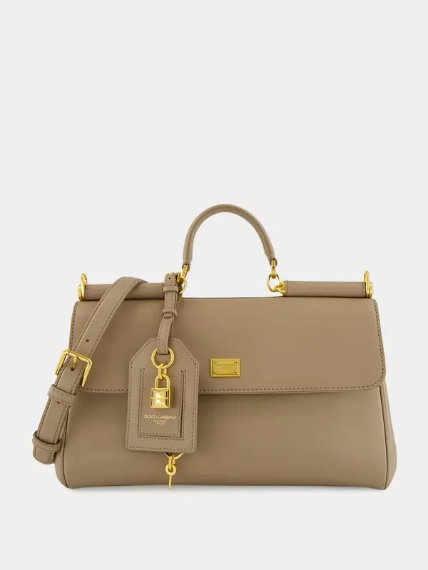 Dolce & Gabbana My Sicily Calfskin Handbag - Beige