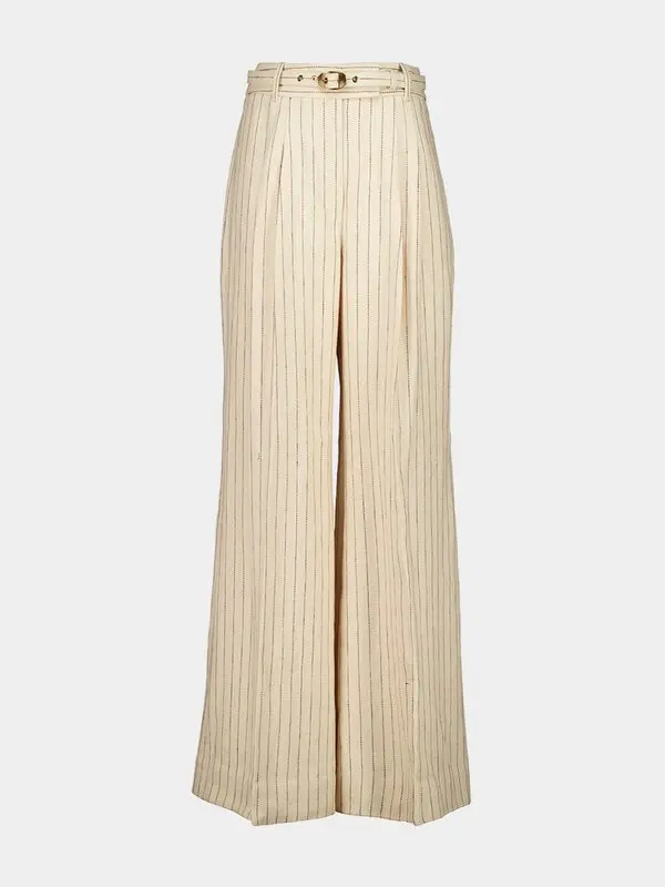 Zimmermann Rebellion Pinstripe Linen Trousers - Cream