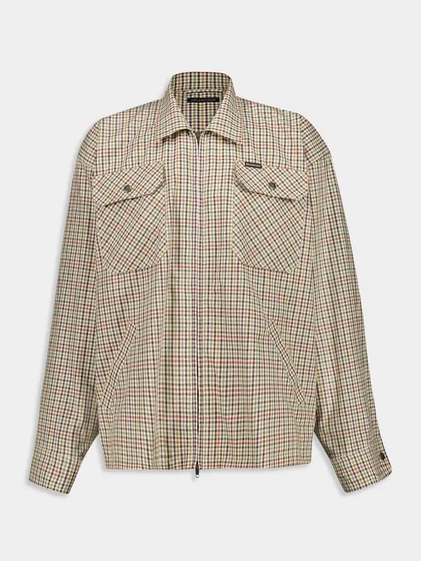 Balenciaga Zip-up Shirt In And Khaki - Beige