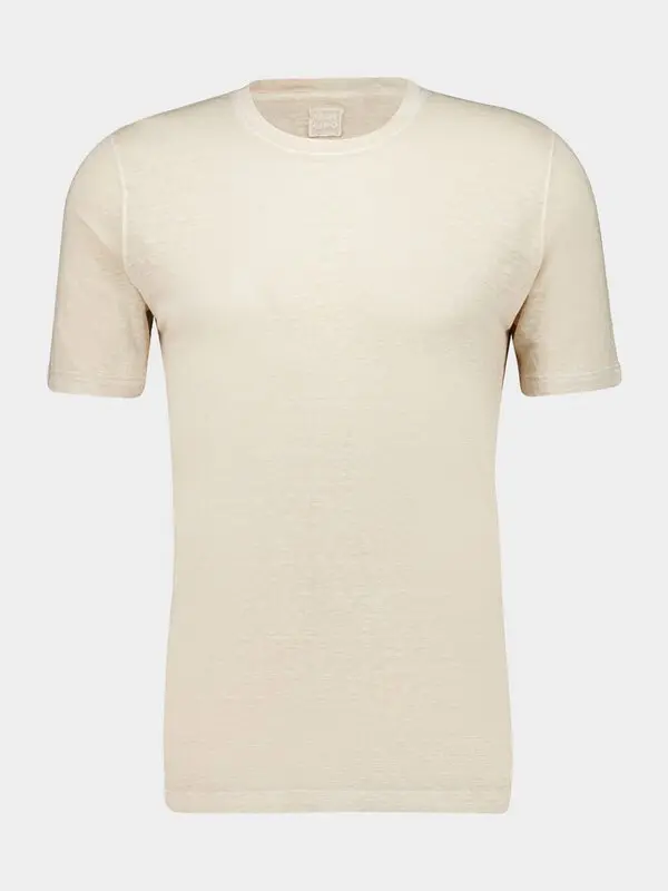 120% Lino Safari Soft Linen T-shirt - Cream