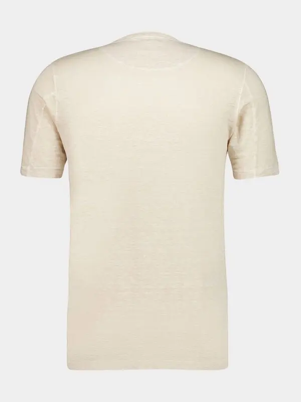 120% Lino Safari Soft Linen T-shirt - Cream