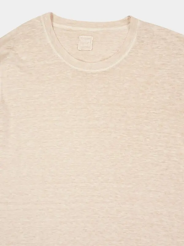 120% Lino Safari Soft Linen T-shirt - Cream