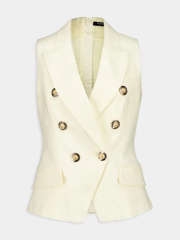 Balmain Sleeveless Tailored Vest - Beige