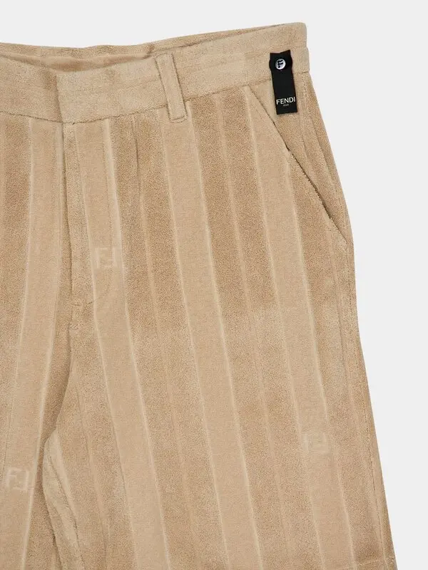 Fendi Ff Jacquard Terry Swim Shorts - Beige