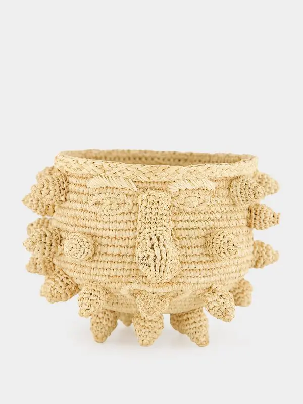 NATALIA BRILLI Natural Raffia Decorative Bowl - Beige