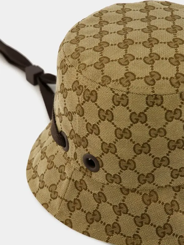 Gucci Gg Canvas Bucket Hat With Tie - Beige