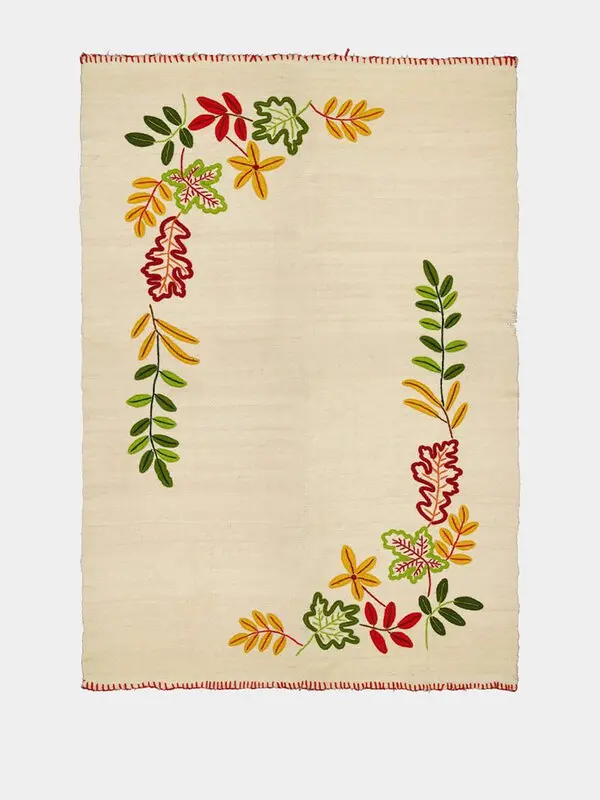 HOUSE OF CAPRICORN Hand-embroidered Mécia Wool Blanket - Beige