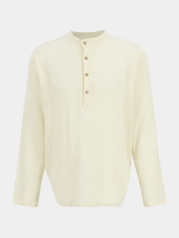 Spiritum Tulum Cream Gauze Cotton Shirt - Beige