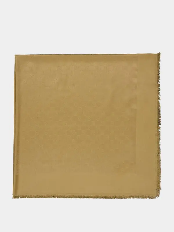 Gucci Gg Jacquard Cotton-silk Shawl - Beige