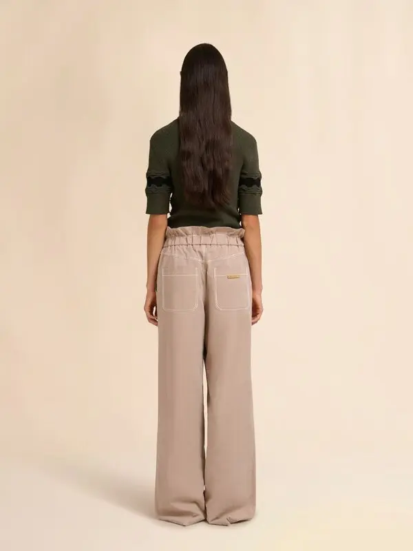 Marni Cotton-nylon Gabardine Paperbag Trousers - Beige