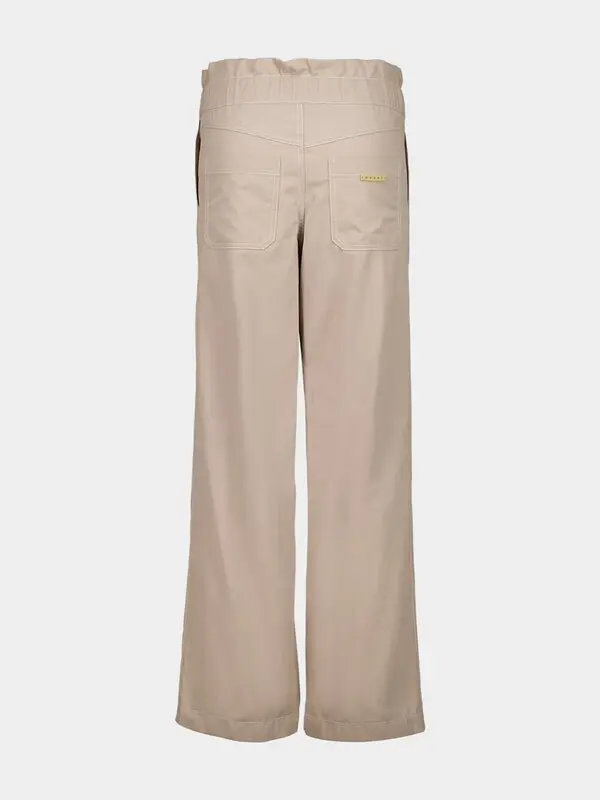 Marni Cotton-nylon Gabardine Paperbag Trousers - Beige