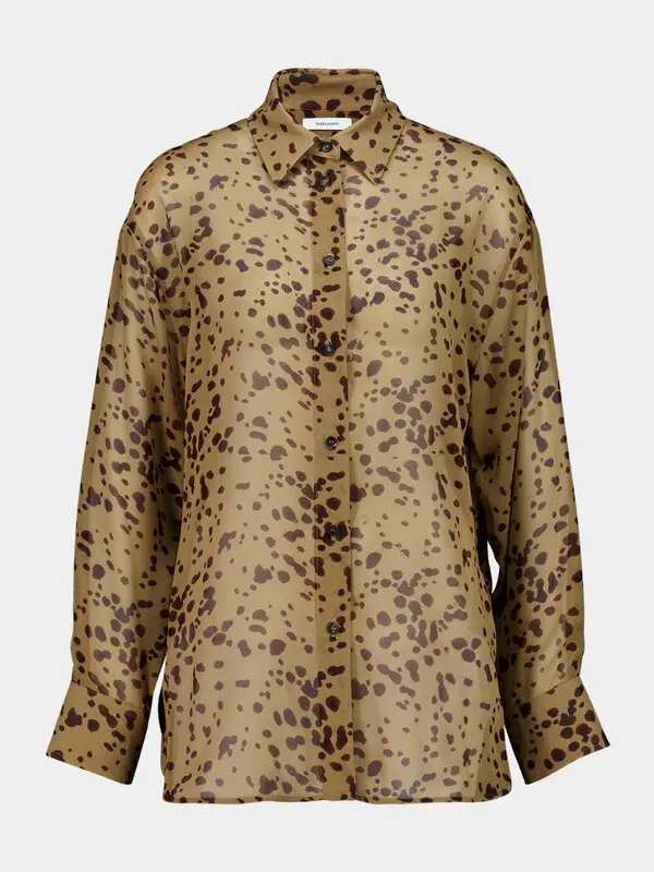 FERRAGAMO Silk Georgette Orchid Print Shirt - Beige