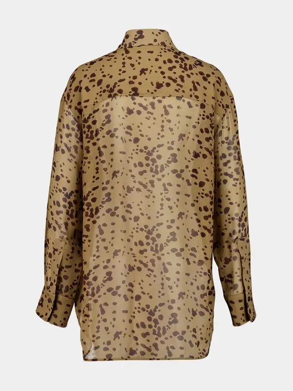 FERRAGAMO Silk Georgette Orchid Print Shirt - Beige