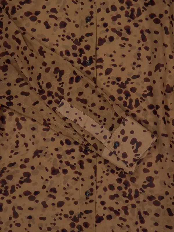 FERRAGAMO Silk Georgette Orchid Print Shirt - Beige