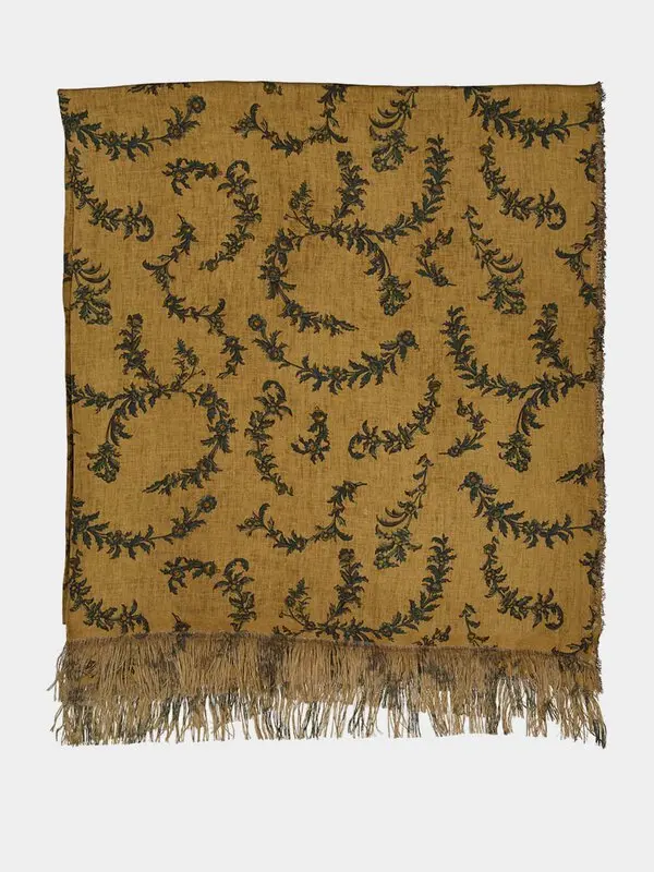THE HOUSE OF LYRIA Tormento Pattern Linen Tablecloth - Beige