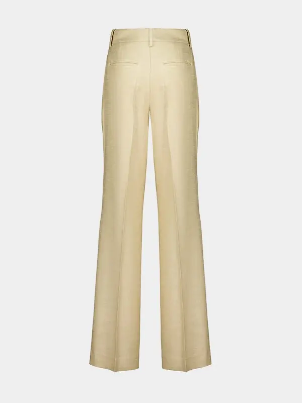 PAULA Stacy Wide-leg Twill Trousers - Beige