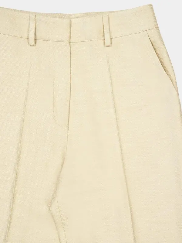 PAULA Stacy Wide-leg Twill Trousers - Beige
