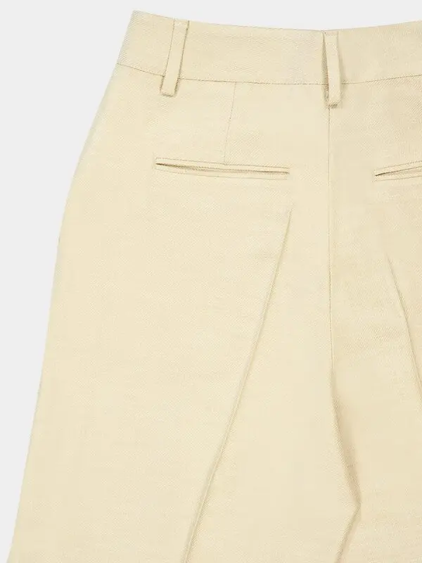 PAULA Stacy Wide-leg Twill Trousers - Beige