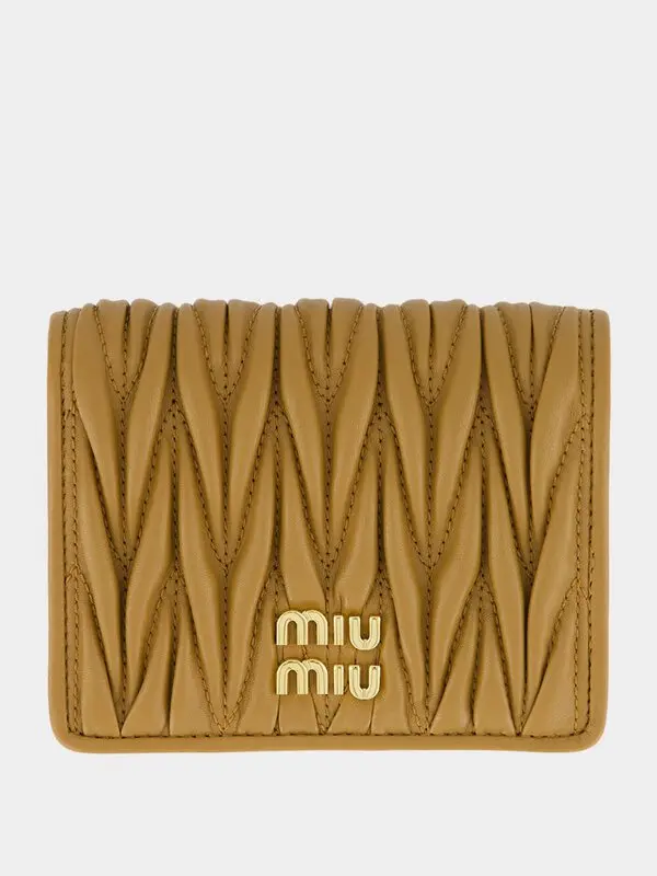Miu Miu Caramel Matelassé Leather Wallet - Beige