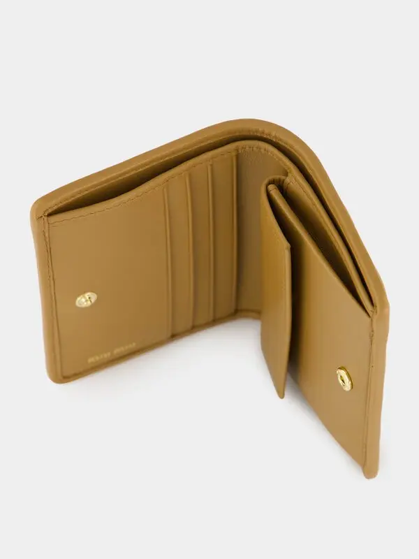 Miu Miu Caramel Matelassé Leather Wallet - Beige
