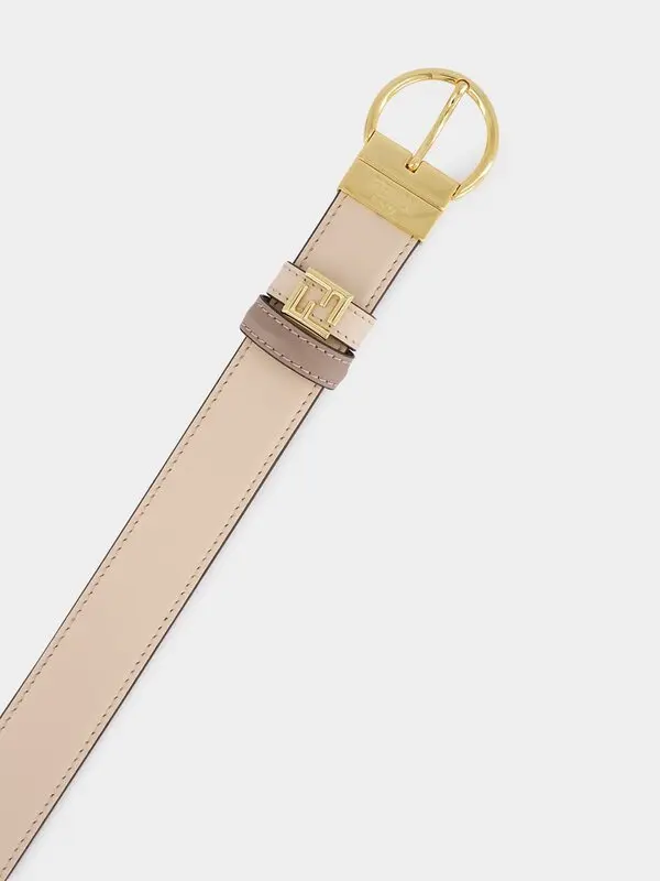 Fendi Reversible Leather Belt With Ff Logo - Beige