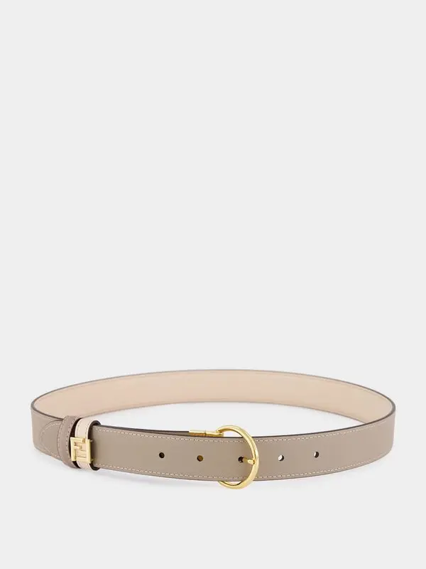 Fendi Reversible Leather Belt With Ff Logo - Beige