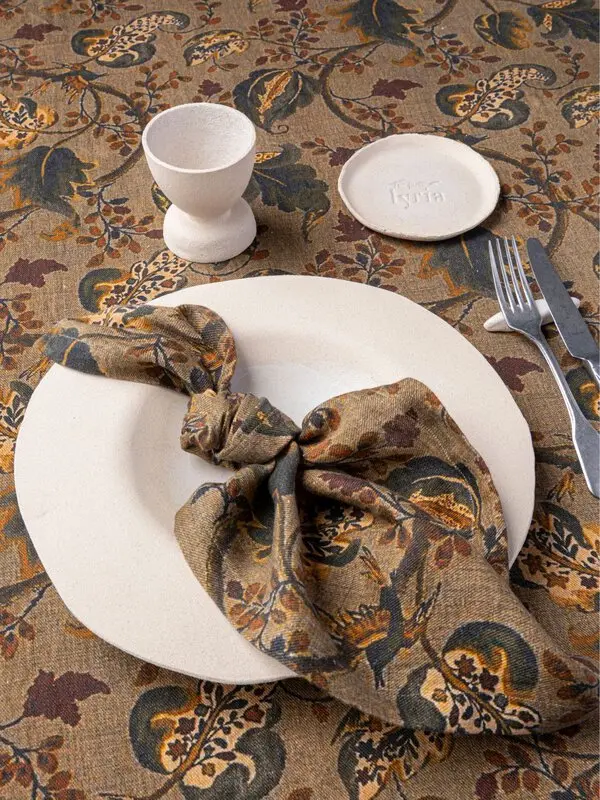 THE HOUSE OF LYRIA Nicone Floral Linen Napkin - Beige