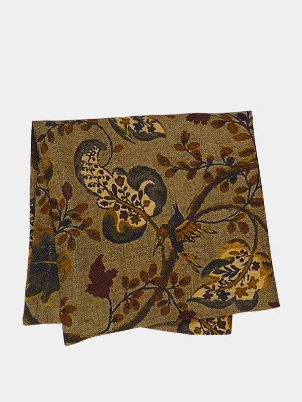 THE HOUSE OF LYRIA Nicone Floral Linen Napkin - Beige