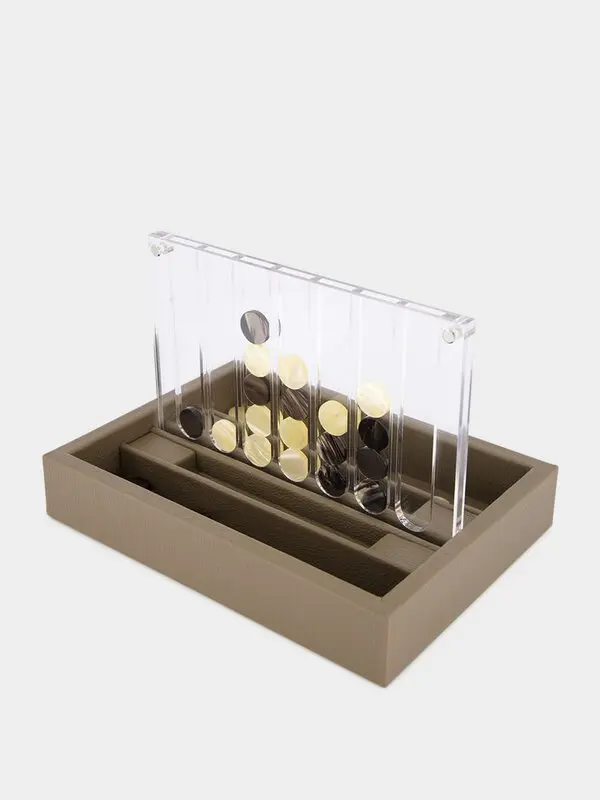Hector Saxe Paris Leather Connect 4 Game - Beige