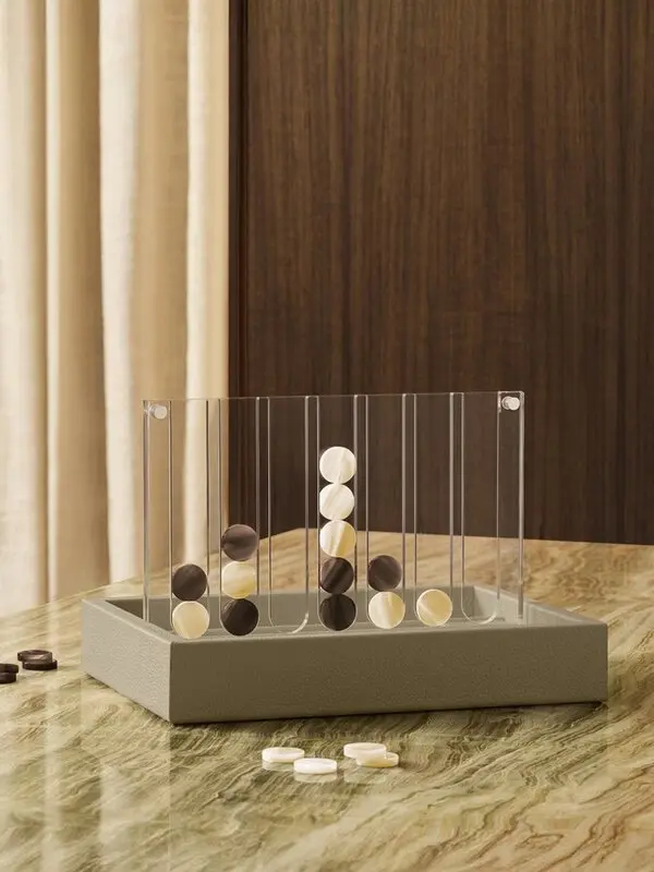 Hector Saxe Paris Leather Connect 4 Game - Beige