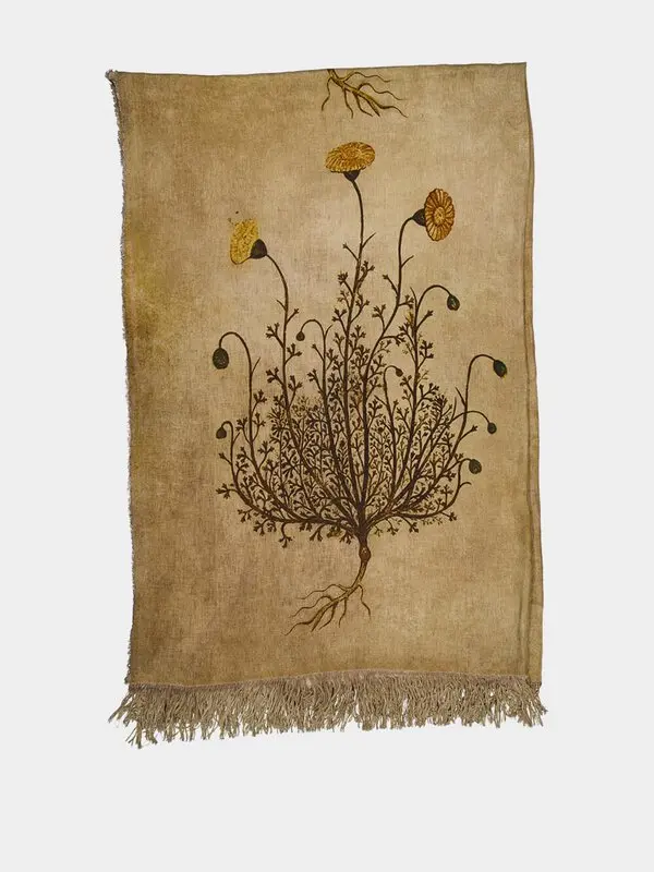 THE HOUSE OF LYRIA Sollievo Patterned Linen Tablecloth - Beige