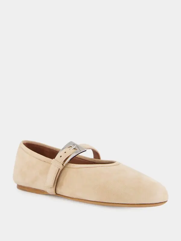 Paris Texas Sveva Suede Ballet Flats - Beige