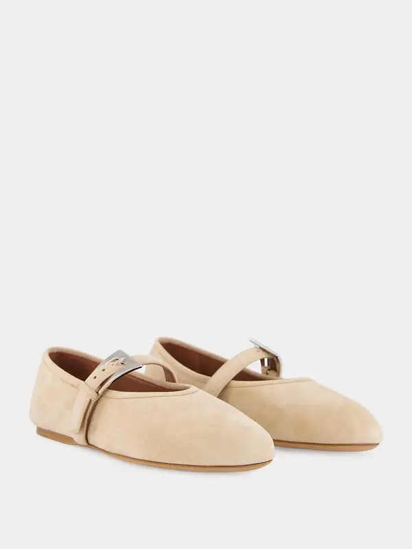 Paris Texas Sveva Suede Ballet Flats - Beige
