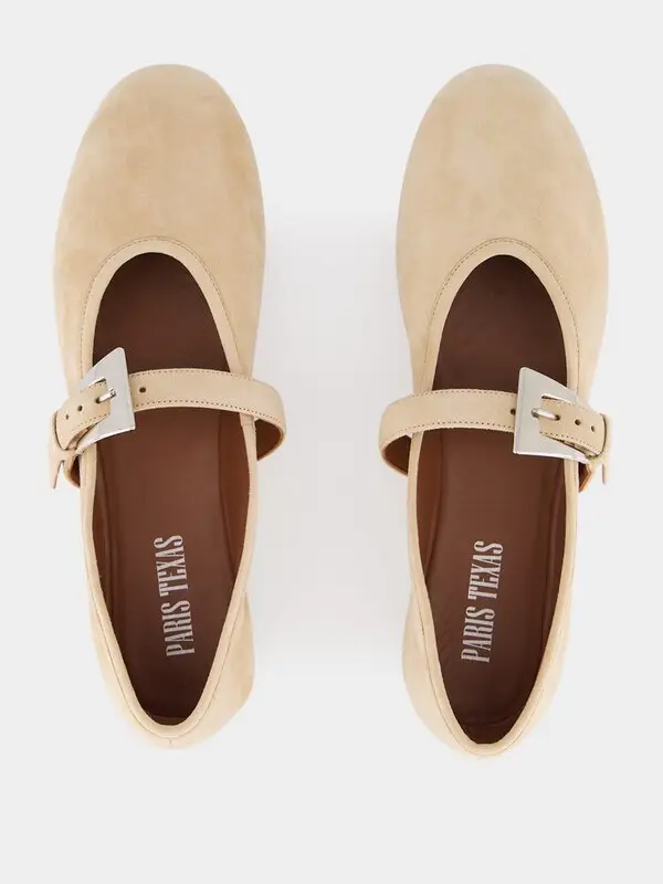 Paris Texas Sveva Suede Ballet Flats - Beige