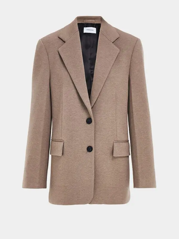 FERRAGAMO Sand Mélange Jersey Wool Blazer
