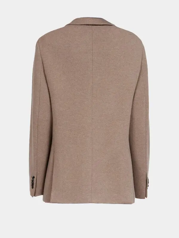FERRAGAMO Sand Mélange Jersey Wool Blazer