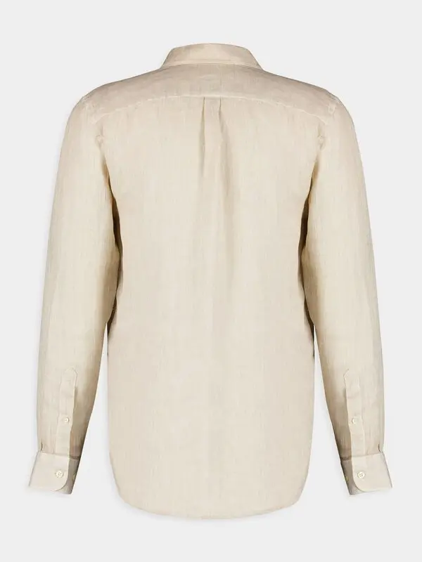 120% Lino Safari Soft Fade Linen Shirt - Beige