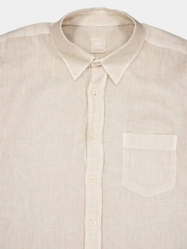 120% Lino Safari Soft Fade Linen Shirt - Beige
