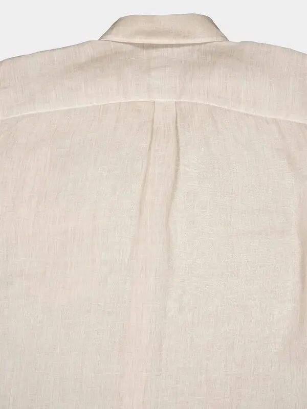 120% Lino Safari Soft Fade Linen Shirt - Beige