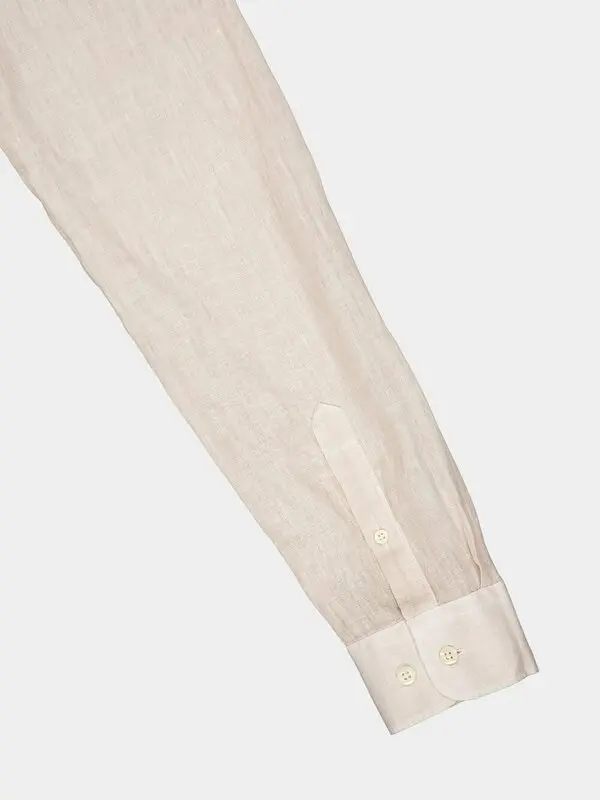 120% Lino Safari Soft Fade Linen Shirt - Beige