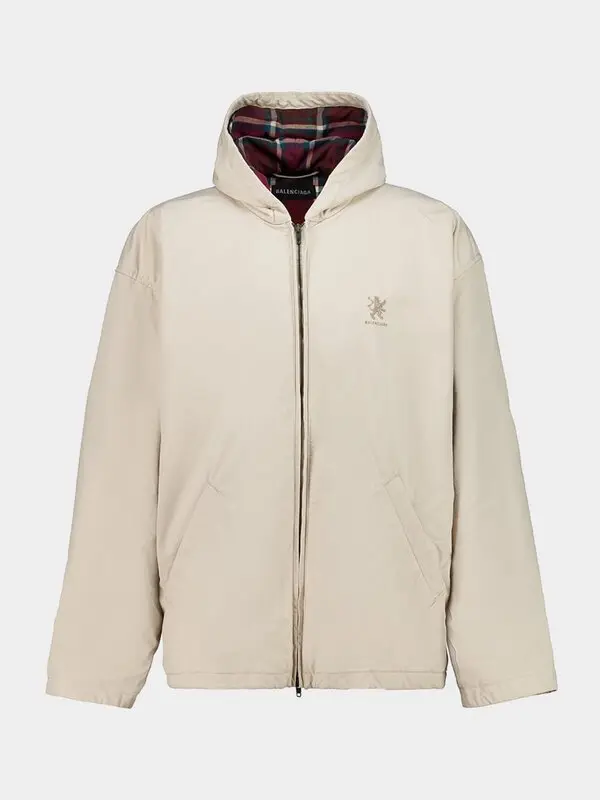 Balenciaga Hooded Zip-up Cotton Jacket - Beige