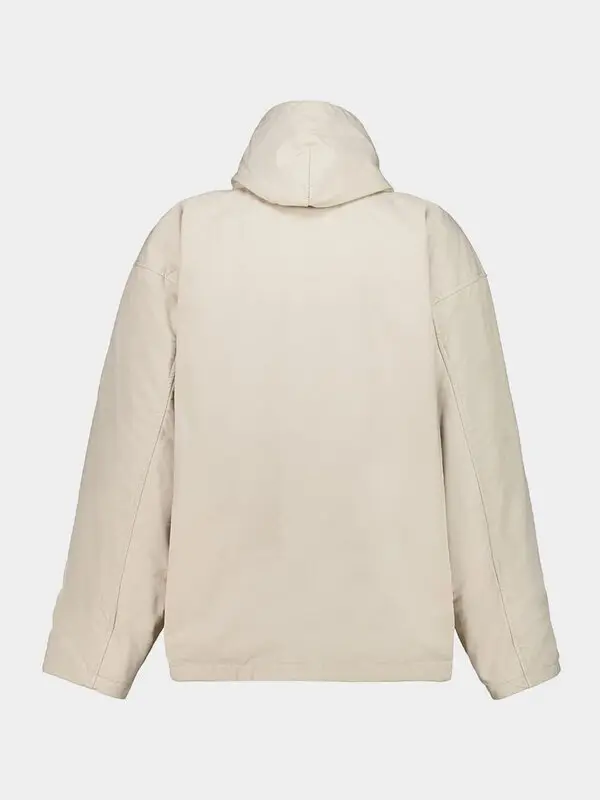 Balenciaga Hooded Zip-up Cotton Jacket - Beige