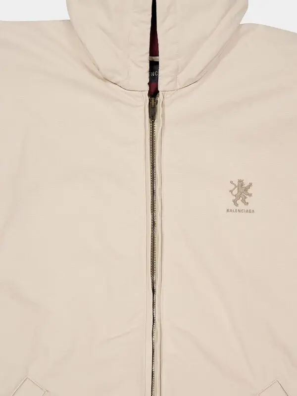 Balenciaga Hooded Zip-up Cotton Jacket - Beige