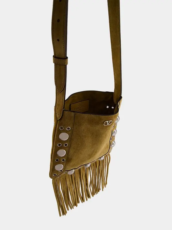 Valentino Garavani Havana Nellcôte Suede Shoulder Bag - Beige