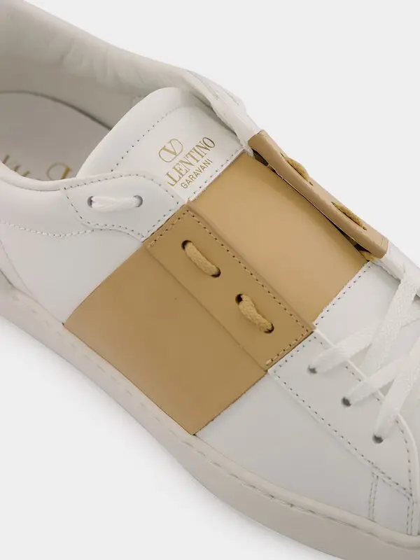 Valentino Garavani Open Leather Sneakers - Beige