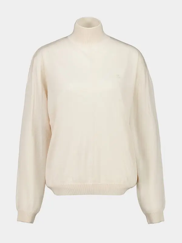COURREGES Merino Wool Mockneck Sweater - Beige