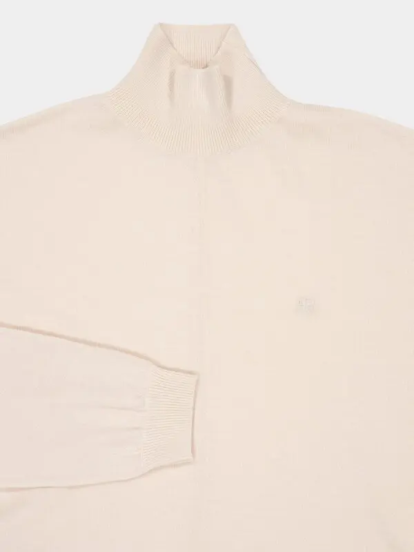 COURREGES Merino Wool Mockneck Sweater - Beige